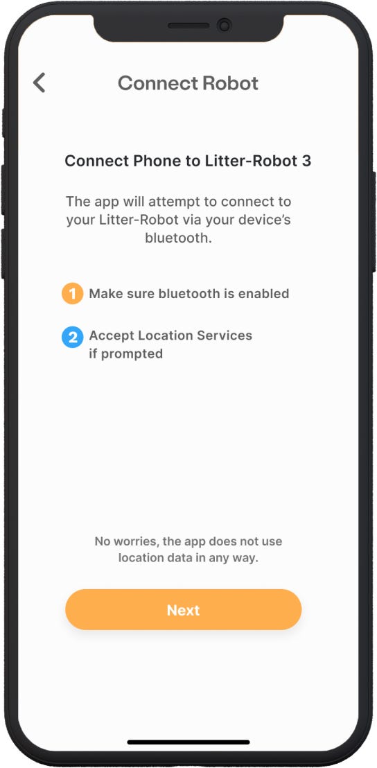 Onboarding the Litter Robot to the Connect App